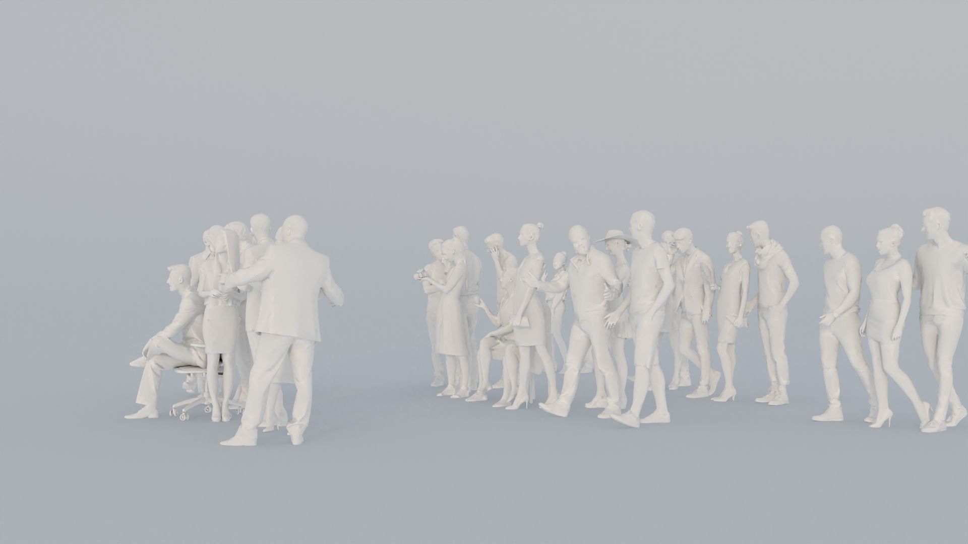 11 LP THIRTIES BUSINESS CASUAL CROWDS MAN SITTING WOMAN 3D model 3D ...
