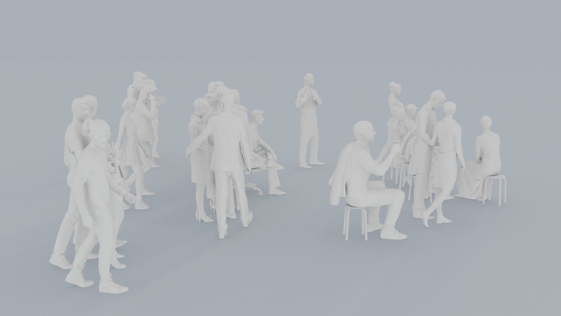 041 LP THIRTIES BUSINESS CAFE CASUAL CROWDS MAN SITTING WOMAN 3D model ...