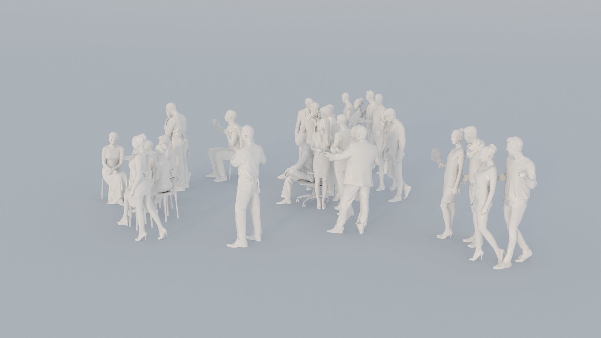 041 LP THIRTIES BUSINESS CAFE CASUAL CROWDS MAN SITTING WOMAN 3D model ...
