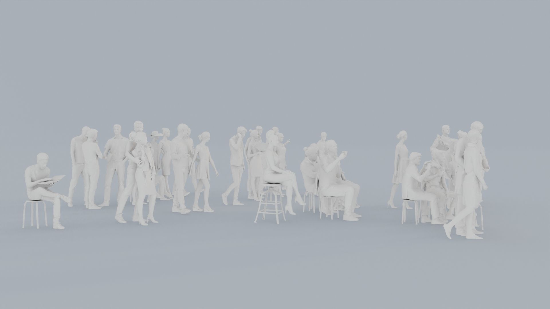19 CAFE1 CAFE2 CASU1 CASU2 SITTING PEOPLE SCANS MAN WOMAN 3D model 3D printable | CGTrader