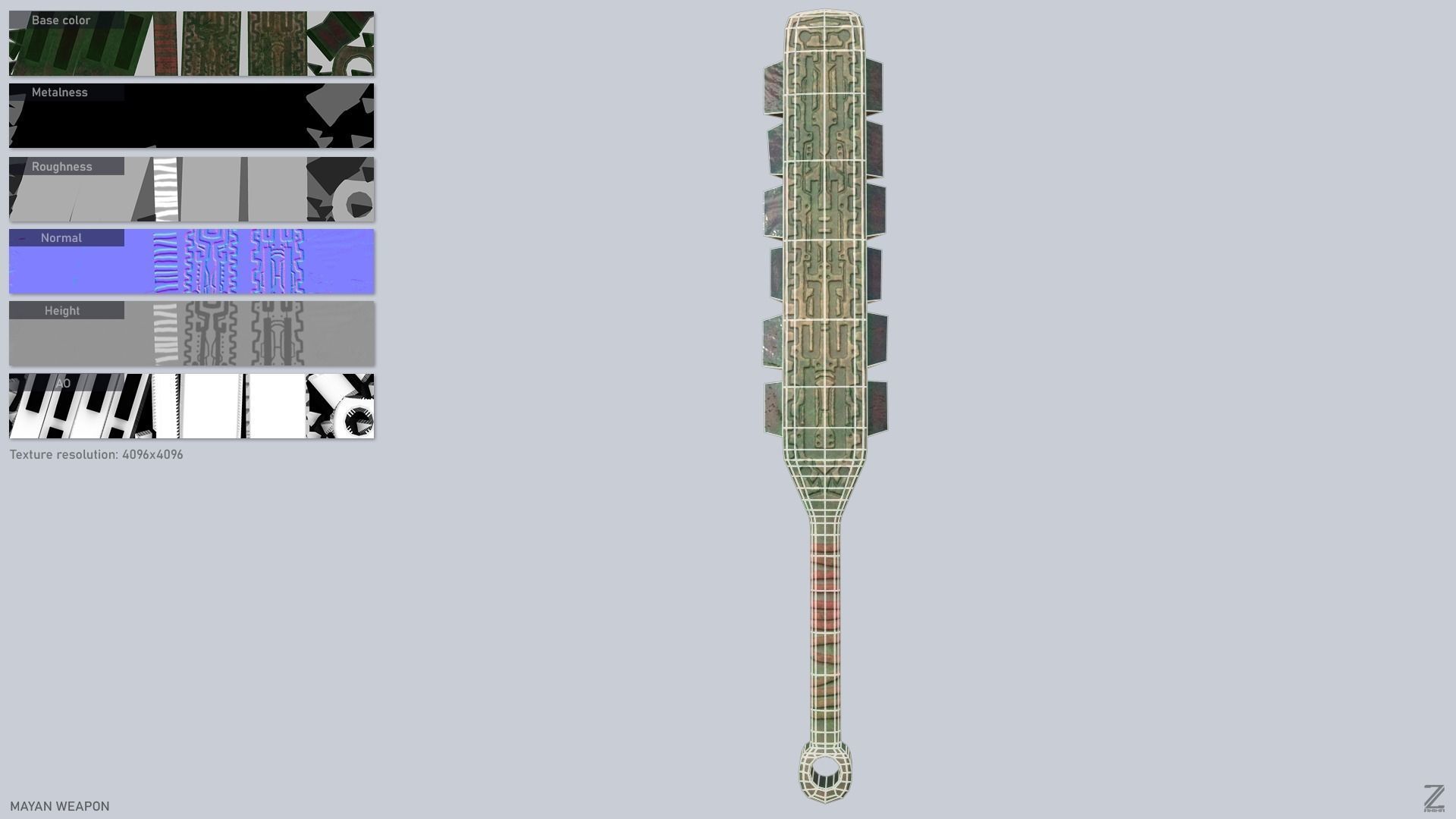 3D model Mayan weapon VR / AR / low-poly | CGTrader