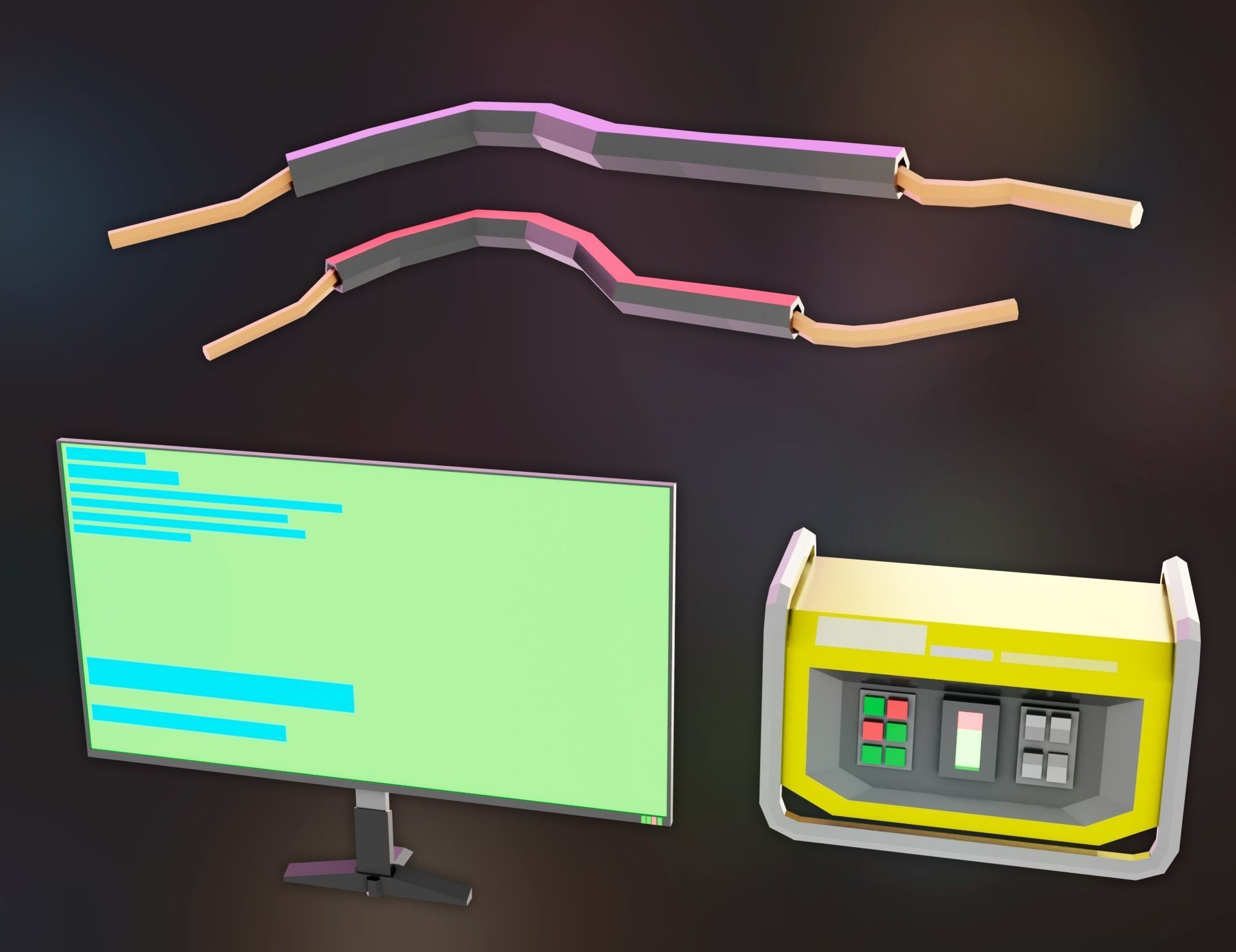 3D model Cyberpunk prop Pack Low poly VR / AR / low-poly | CGTrader