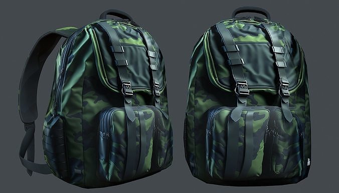 3D model Backpack Camping Generic military human bag storqge baggage VR ...