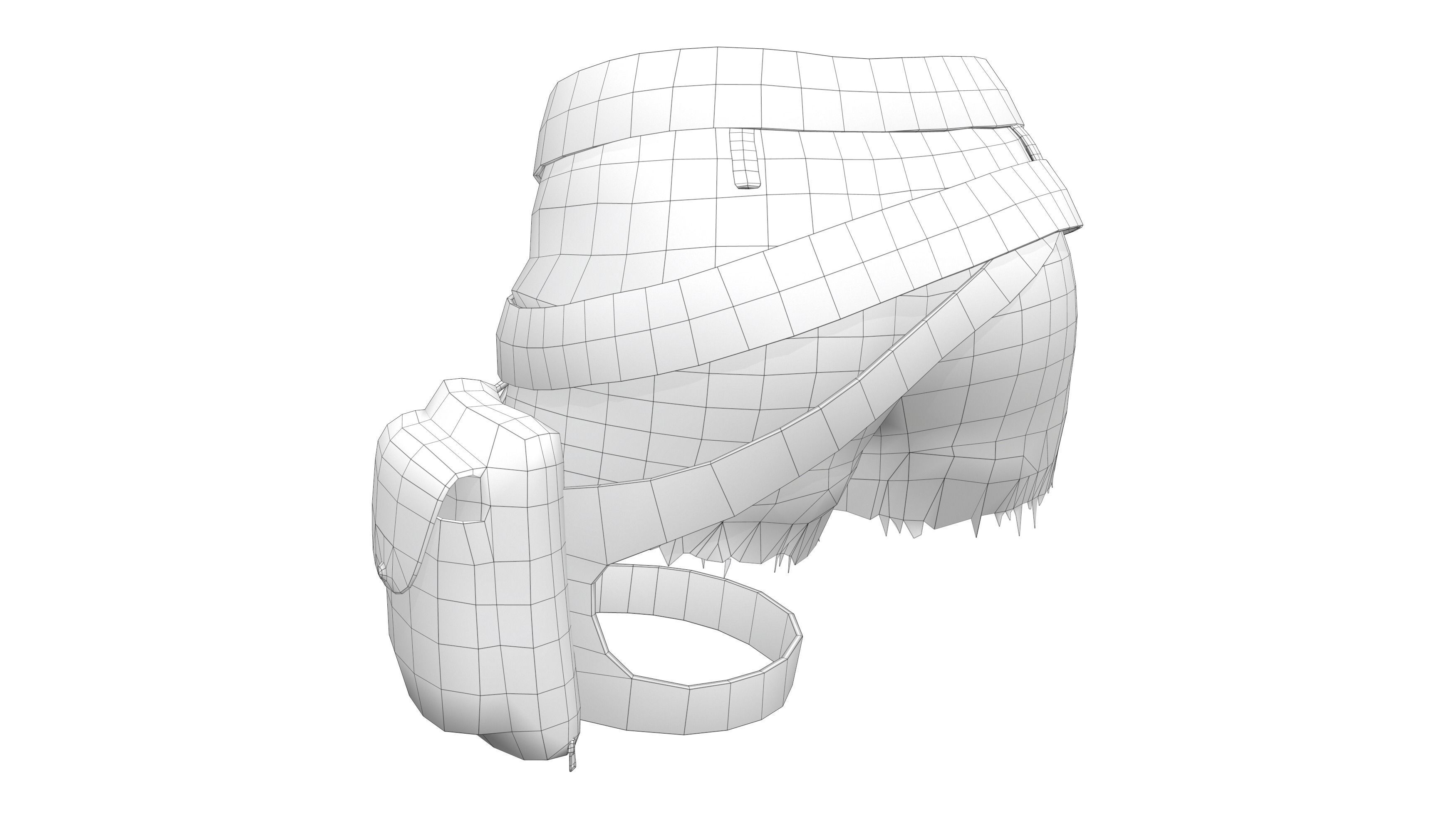 3D model Female Torn Mini Denim Short With Utility Pocket and Belts VR ...