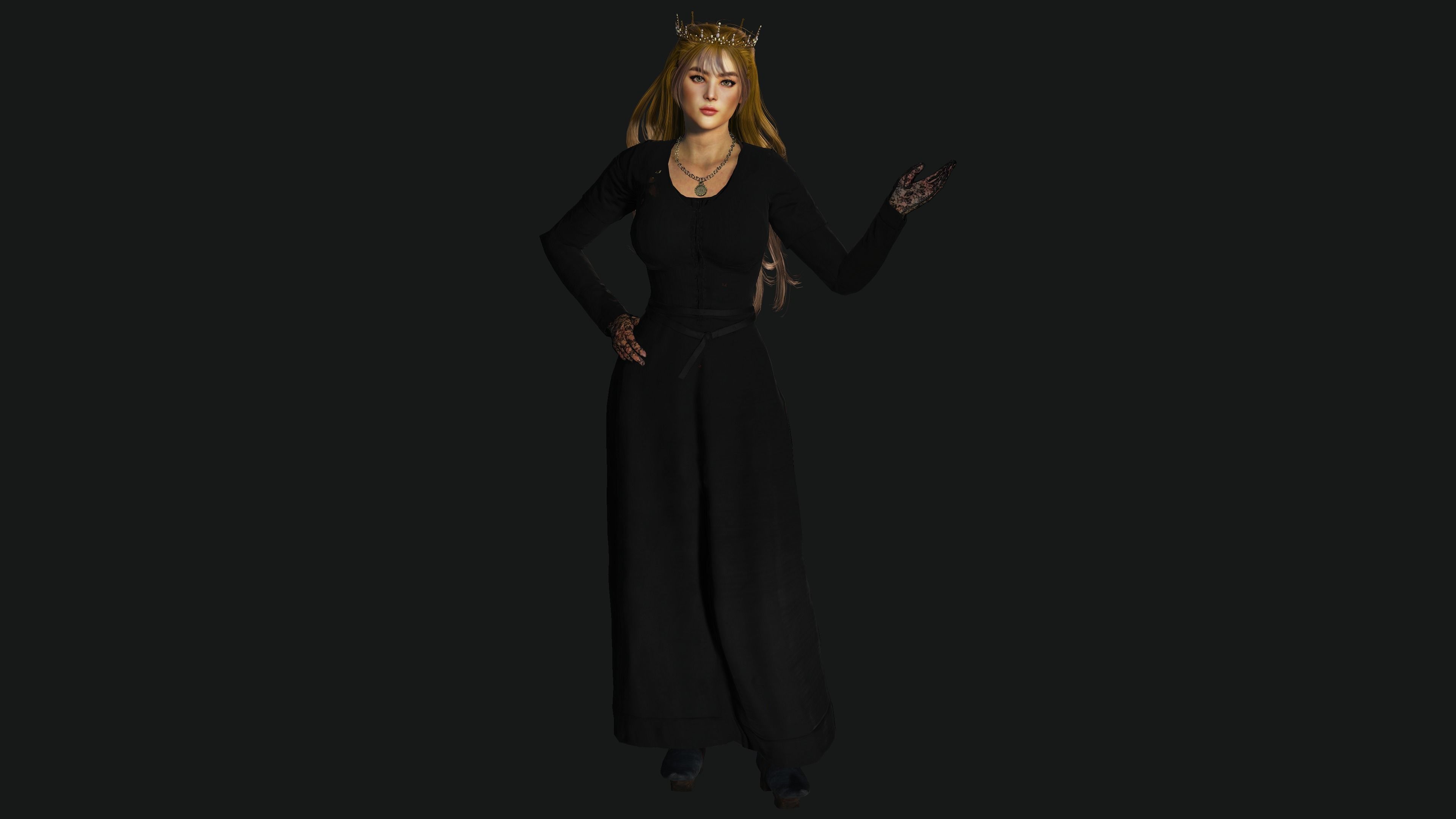 3D model 3D MEDIEVAL HUMAN RIGGED CHARACTER - BEAUTIFUL QUEEN PRINCESS ...