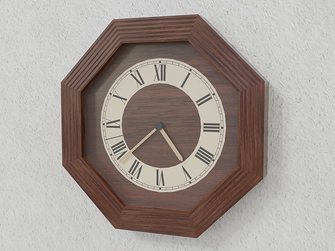 3D model Realistic Wall Clock - Analog Wooden Watch VR / AR / low-poly ...