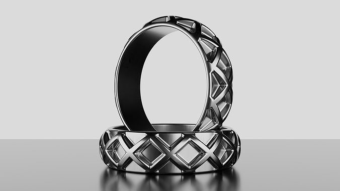 Crxssed geometric ring design free 3D model 3D printable | CGTrader