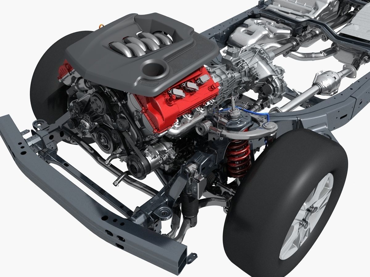 SUV Chassis with Engine 3D model | CGTrader