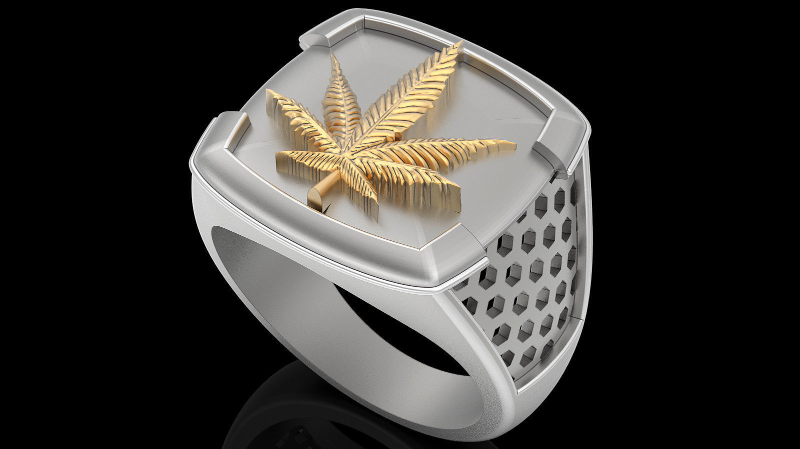 Marijuana ring silver gold jewelry printable 3D model 3D model 3D ...