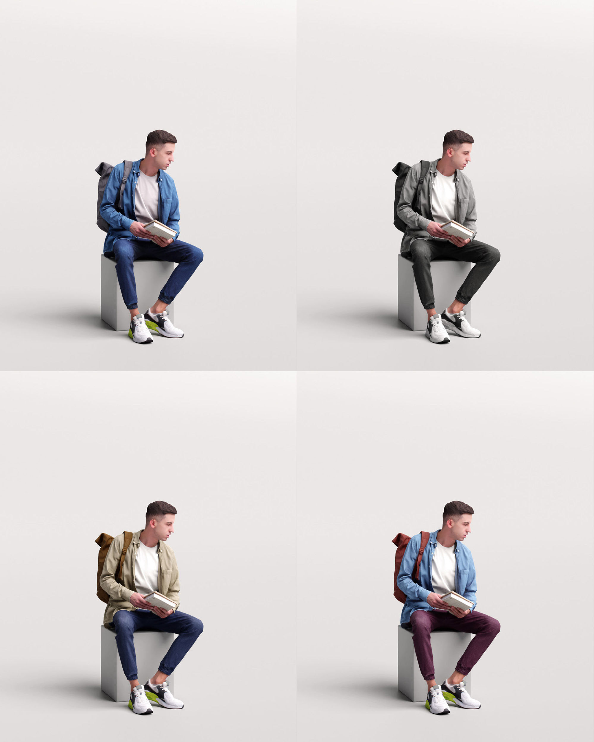 Humano 12- Collection 2203 - SITTING PEOPLE - 12 x 3D models 3D model ...