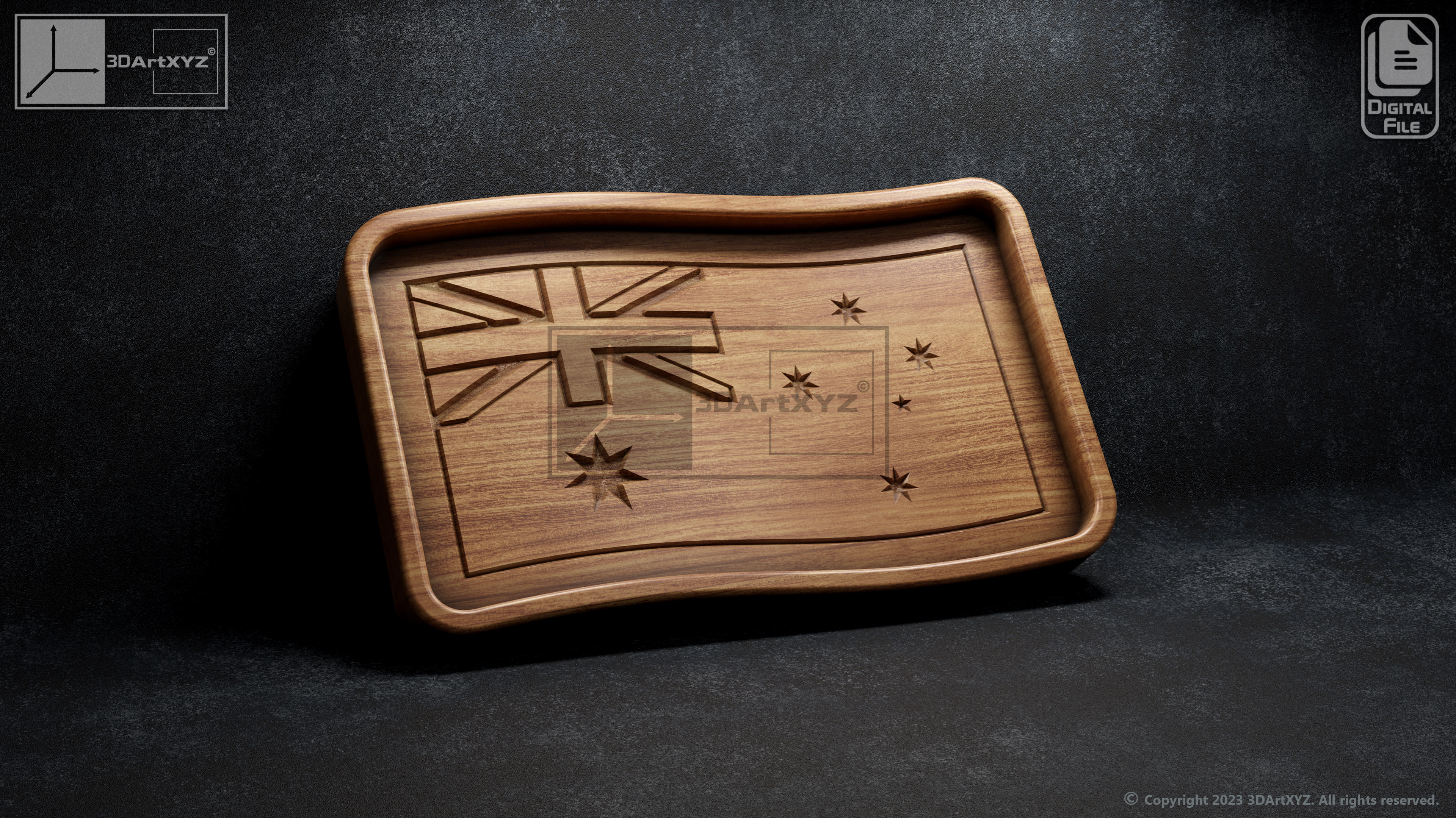 Australian Wavy Flag Tray - CNC Files for Wood 3D model | CGTrader