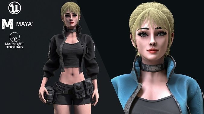 3d Model Combat Girl 1 Game Ready Vr Ar Low Poly Cgtrader
