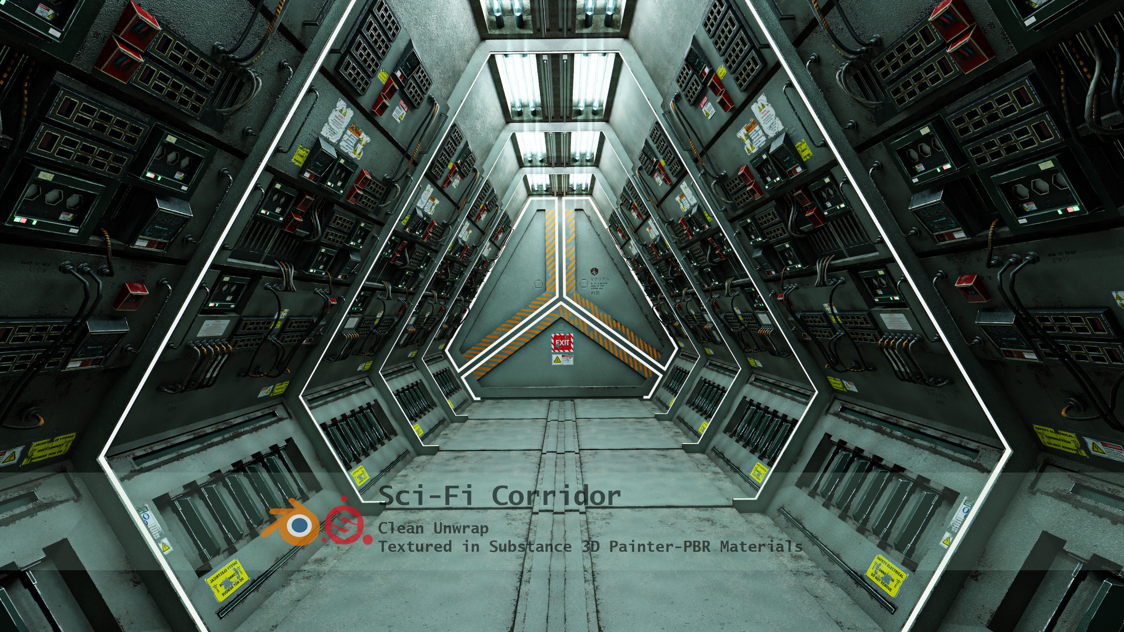 3D model Sci-Fi modular Corridor VR / AR / low-poly | CGTrader