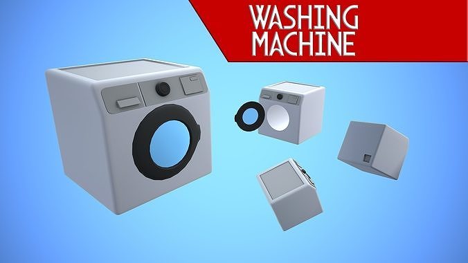 3D model WASHING MACHINE KITCHEN CARTOON STYLIZED VR / AR / low-poly ...
