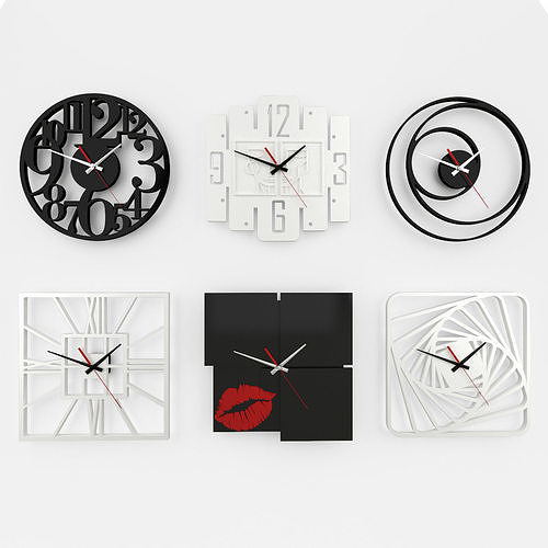 Collection of decorative wall clocks 3D model | CGTrader