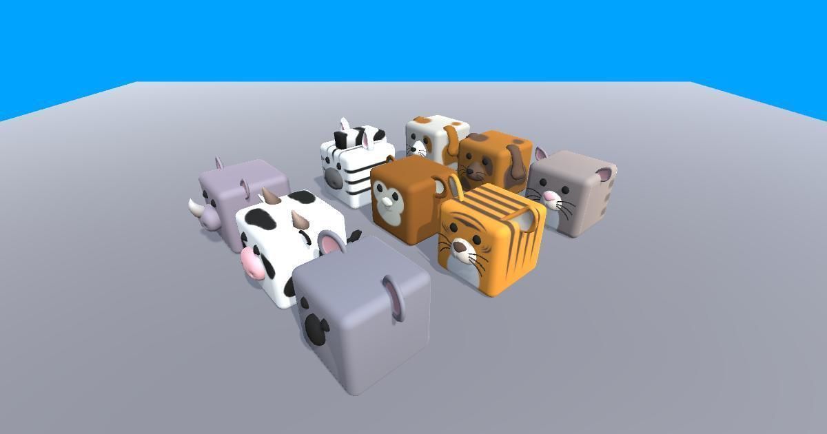 3D model Low poly Cube Animals 3D - Cartoon Animals - 2 VR / AR / low ...