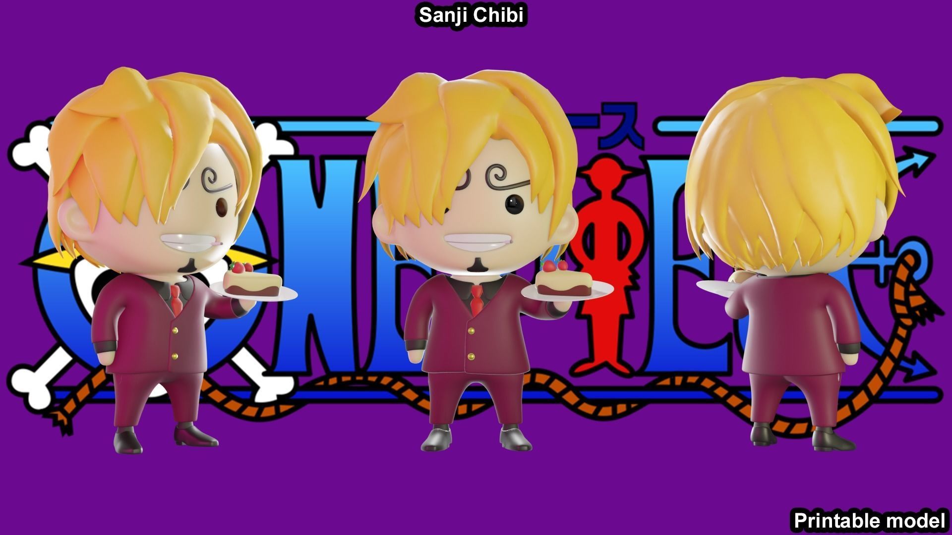 Sanji Chibi - One Piece 3D model 3D printable | CGTrader
