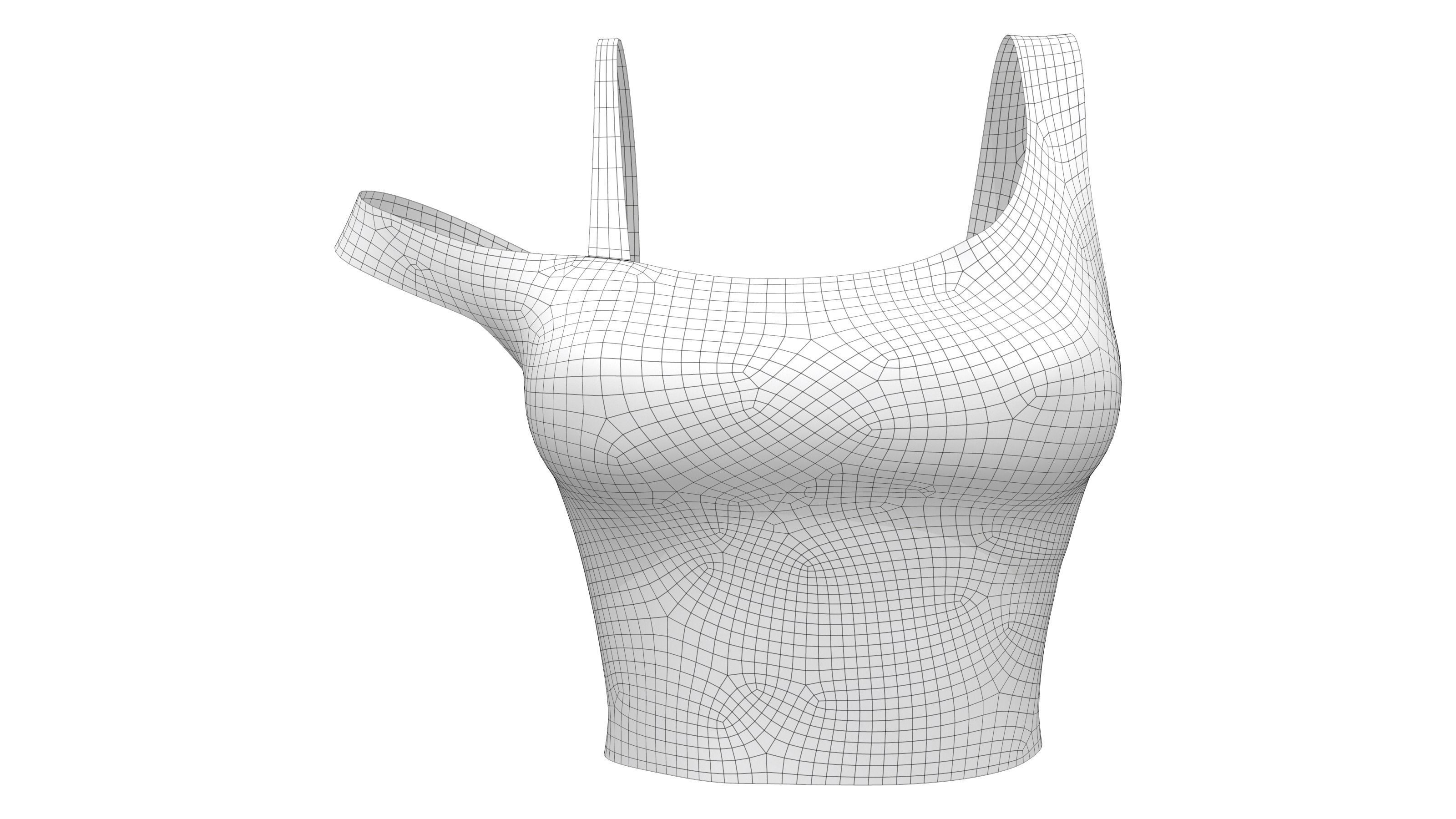 3D model Female Stained Off Shoulder Crop Top VR / AR / low-poly | CGTrader