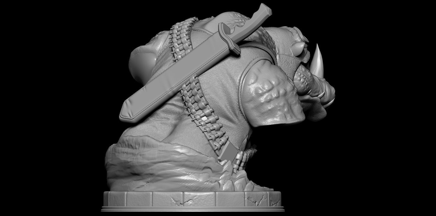 Fan Art Rocksteady From TMNT - Bust 3D model 3D printable | CGTrader