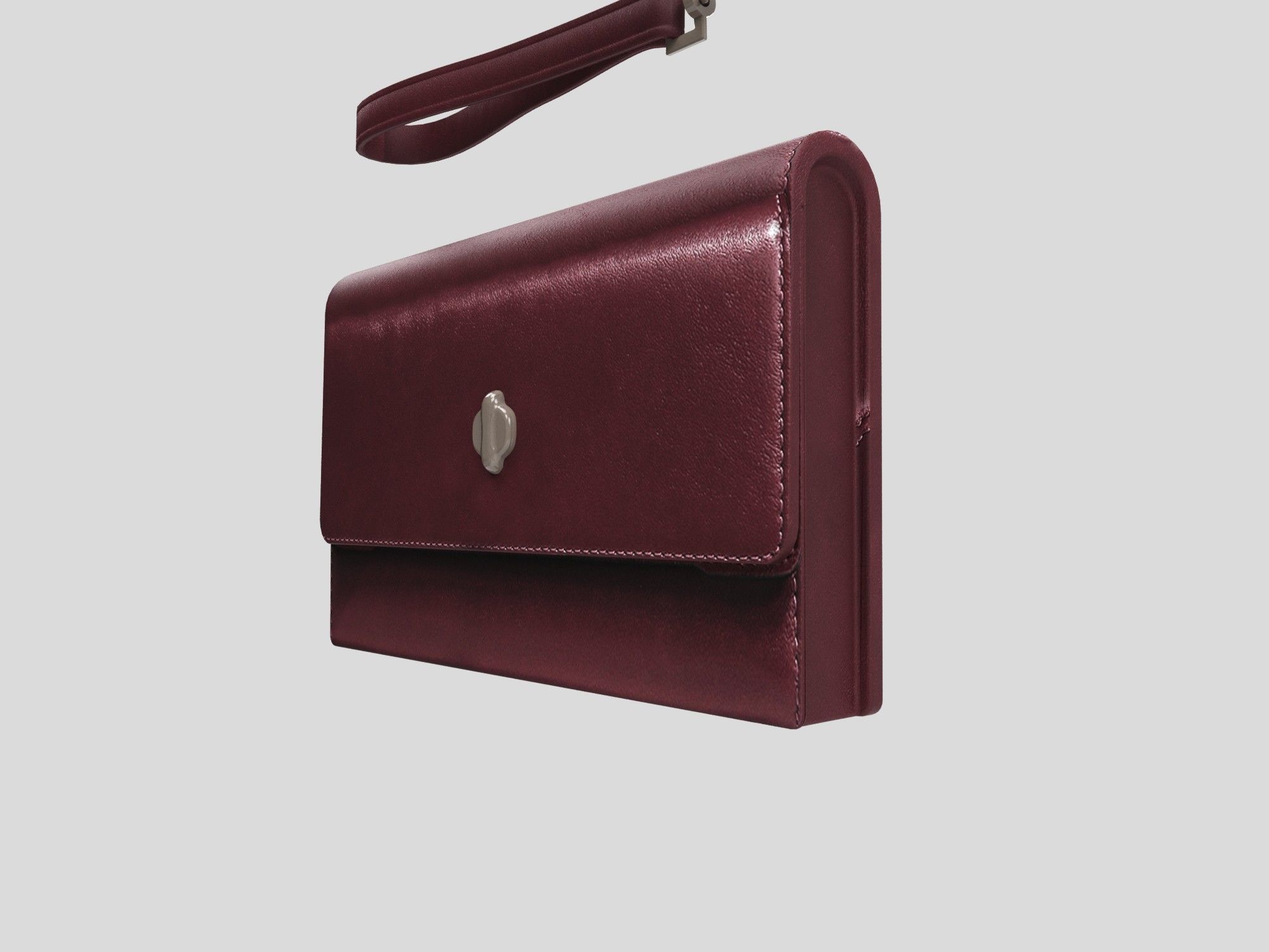 3D model Wallet - burgundy-brown leather low poly VR / AR / low-poly ...