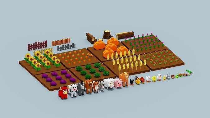 3D model Voxel Farm Pack VR / AR / low-poly | CGTrader