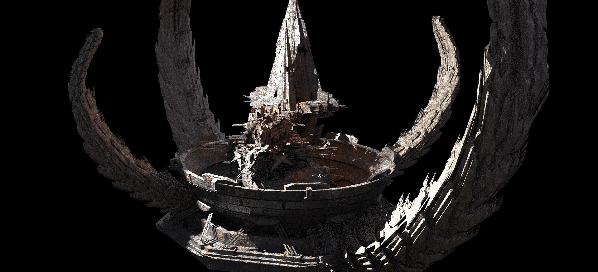Dragon Asteroid city mountains Floating monolith 3D model | CGTrader