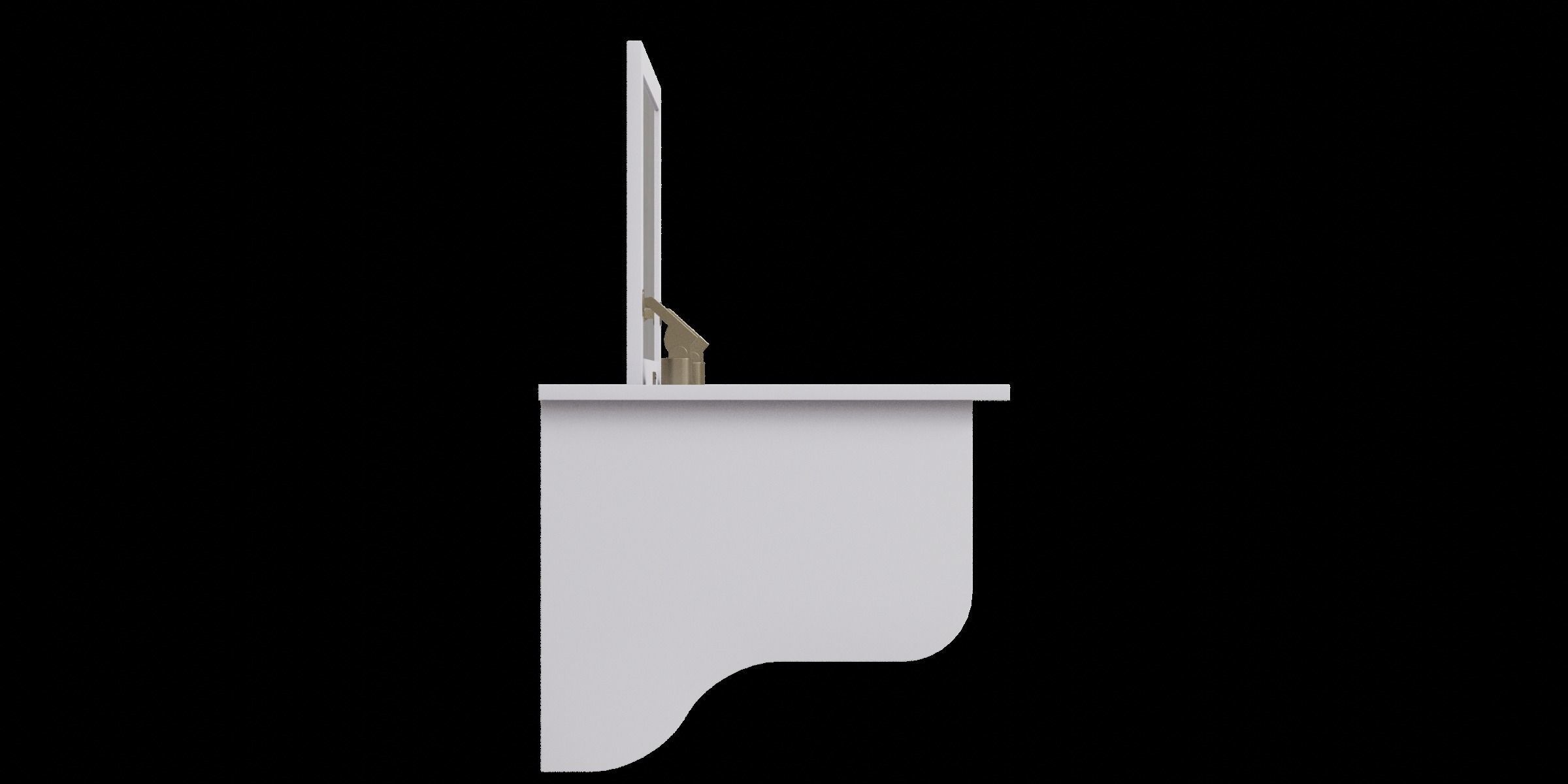 Wall Mount White Ledge With Vanity Mirror 3D model | CGTrader