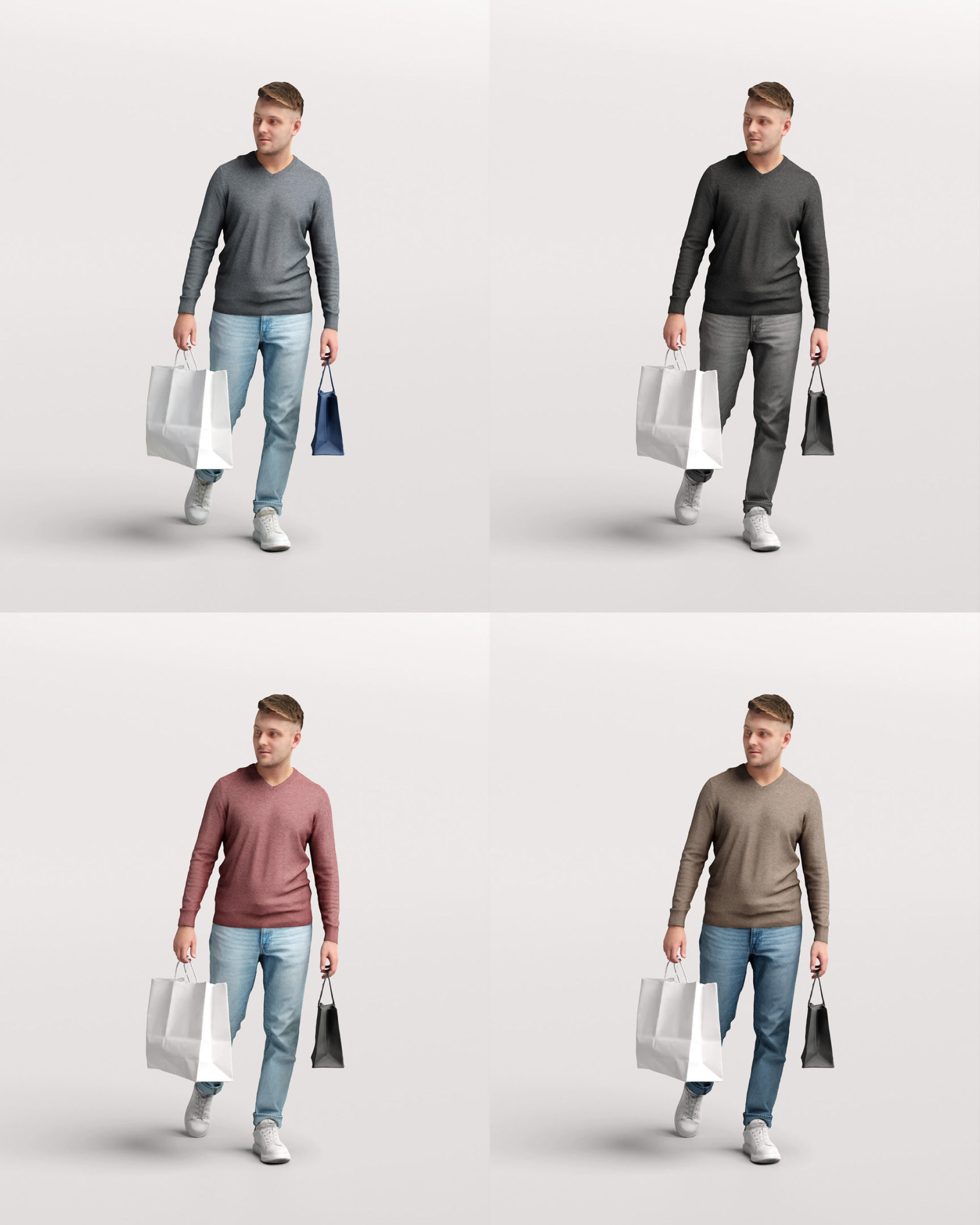 Humano 12- Collection 2208 - SHOPPING PEOPLE - 12 x 3D models 3D model ...