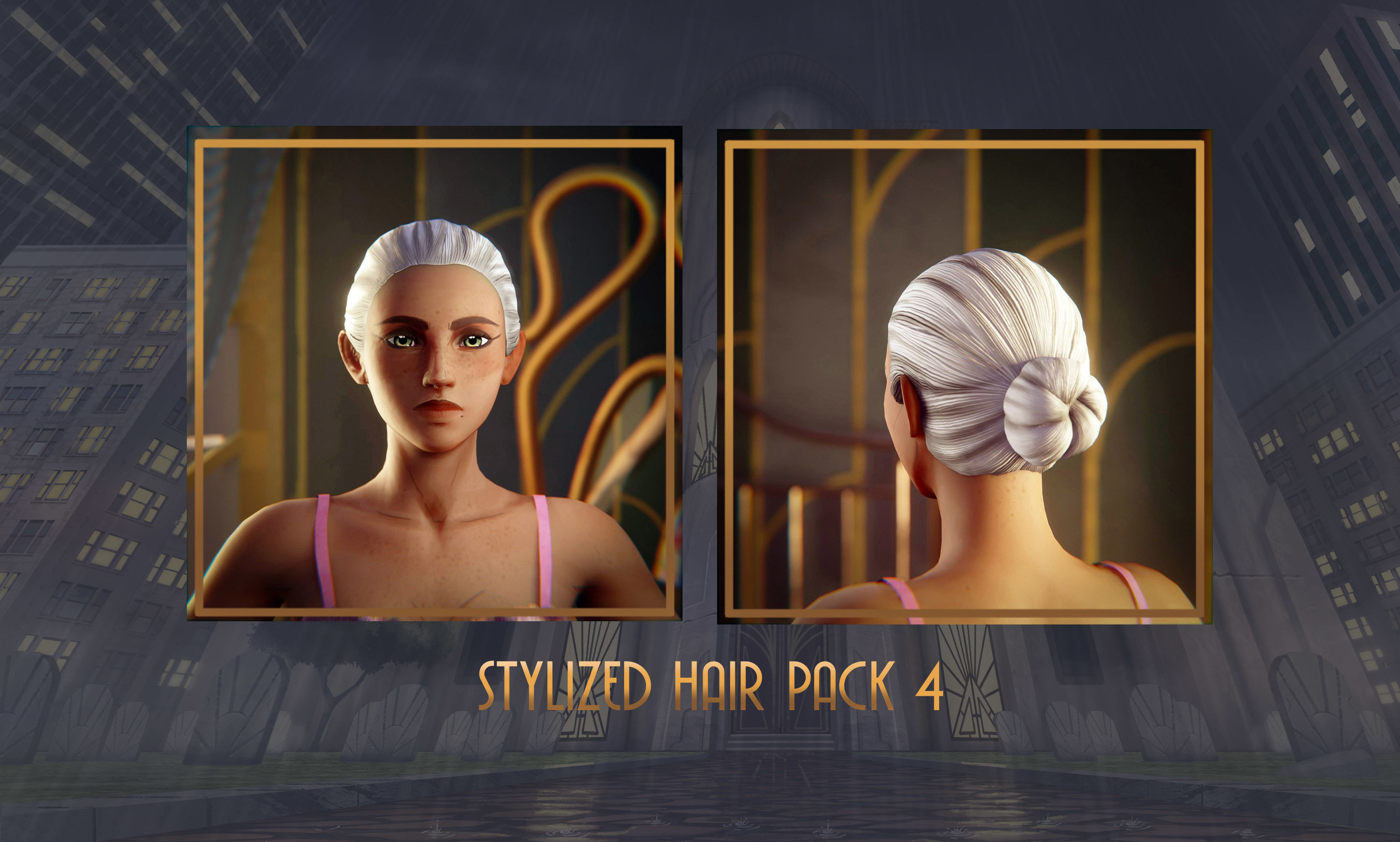 3D model Stylized Hair with Handpainted Textures 4 Female VR / AR / low ...