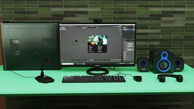 Computer setup 3D model | CGTrader