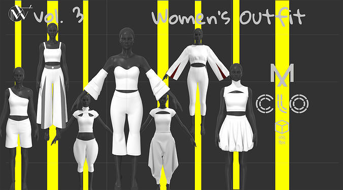 Female outfit 3D model animated | CGTrader