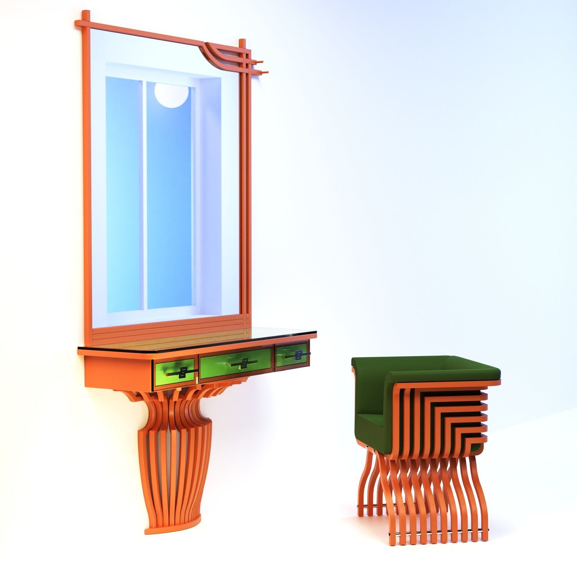 Vanity table with mirror 3D model | CGTrader