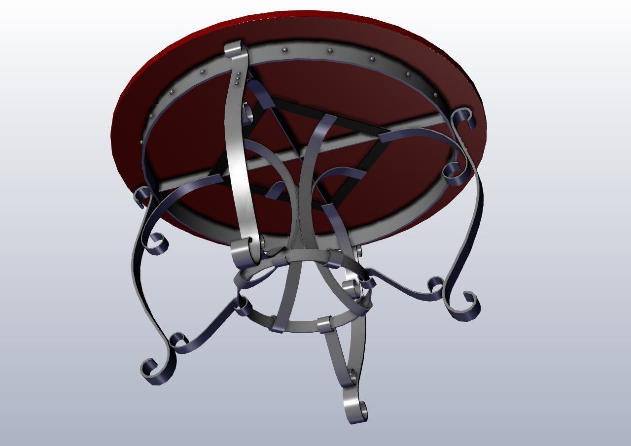 Medieval round table with forged metal and oak 3D model | CGTrader