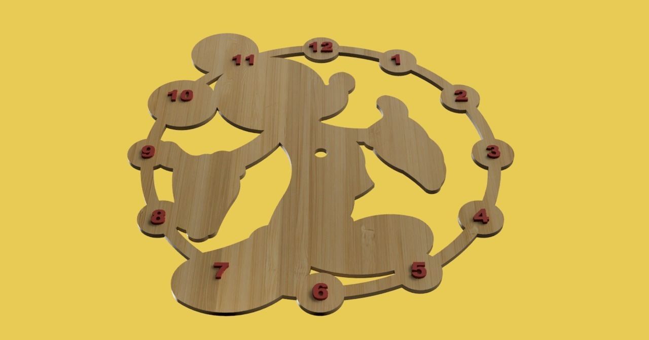 micky clock cnc and 3d print 3D model | CGTrader