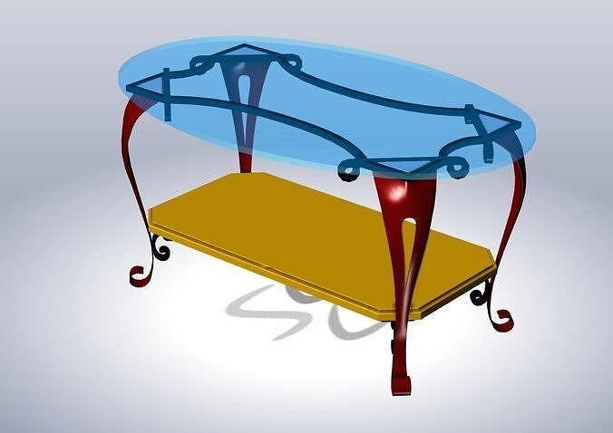 Egg shaped table with thick glass and wrought iron 3D model | CGTrader