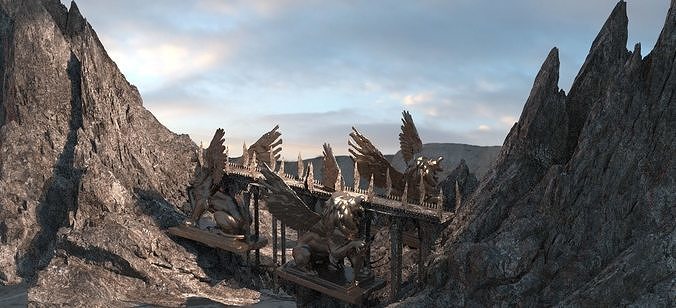 Lion Ancient Temple City Bridge 1 3D model | CGTrader