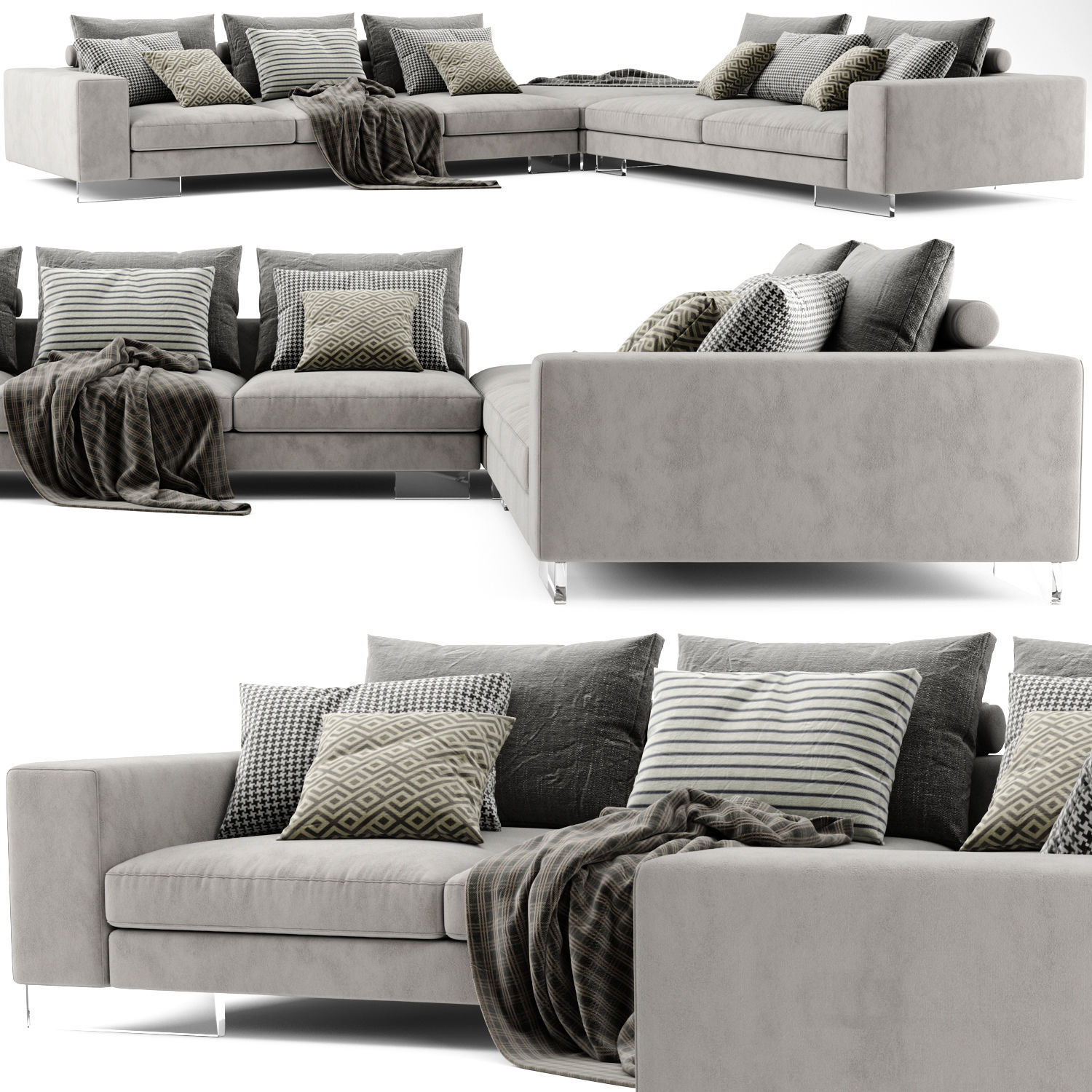 Flexform Lightpiece L Shaped Sofa 3D model | CGTrader