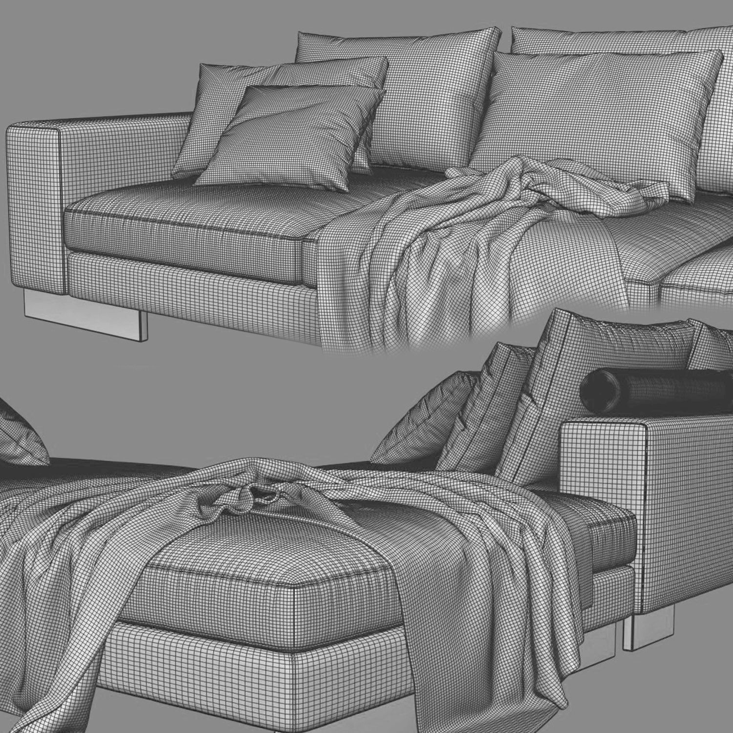 Flexform Lightpiece L Shaped Sofa 3D model | CGTrader