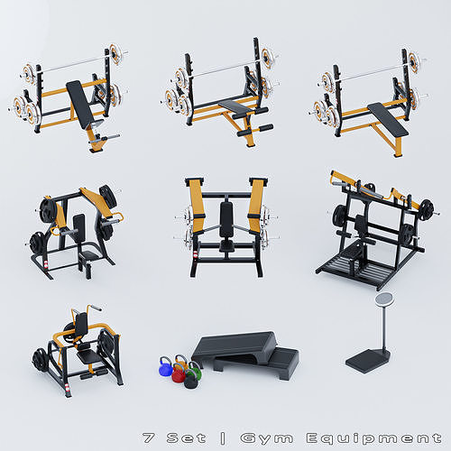 3D model 10 Gym Equipmen Blender - Fbx -Obj VR / AR / low-poly | CGTrader