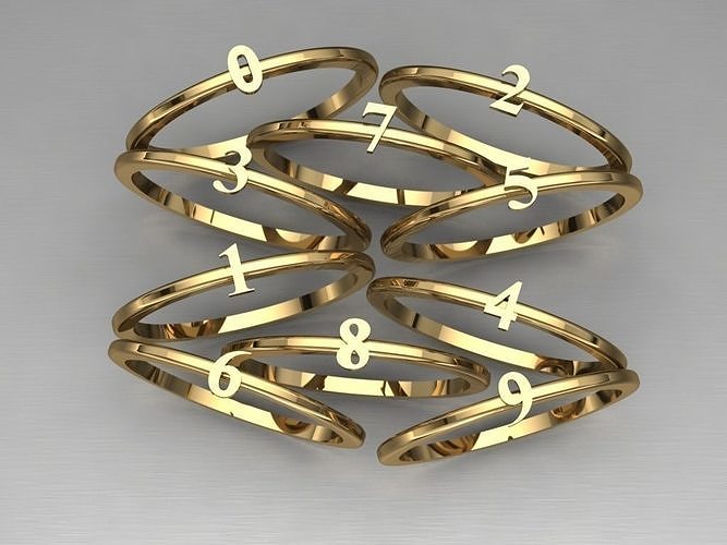 Number ring small and thin form 0 to 9 3D model 3D printable | CGTrader
