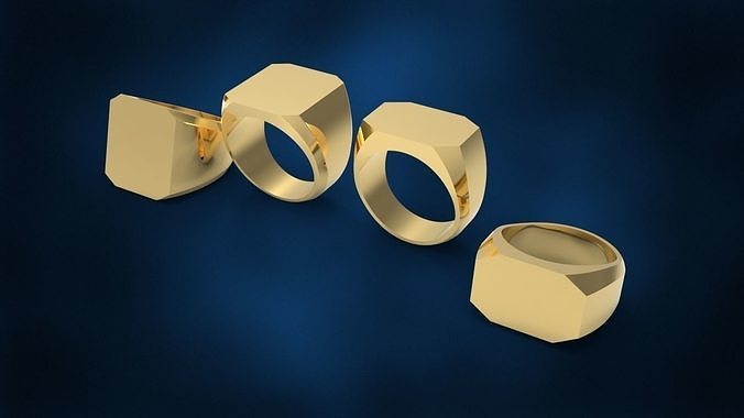 Signet ring 2 models 4 sizes 3D model 3D printable | CGTrader