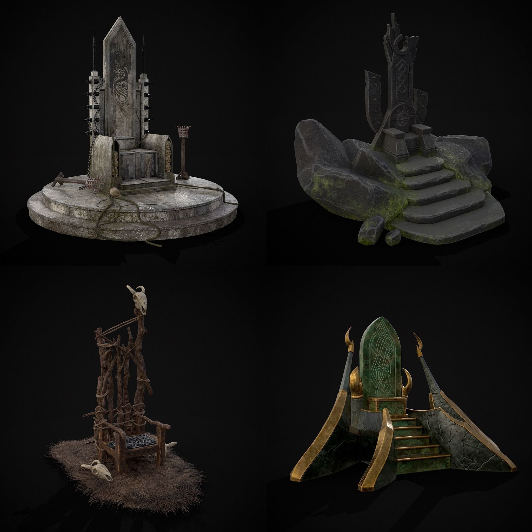 3D Model Collection Four Thrones VR / AR / low-poly | CGTrader