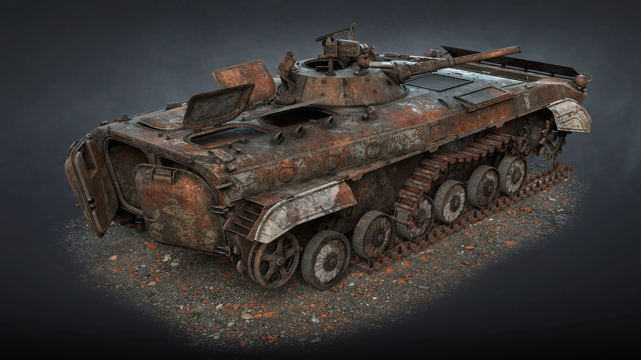 3D model BMP-1 Destroyed Game Ready VR / AR / low-poly | CGTrader