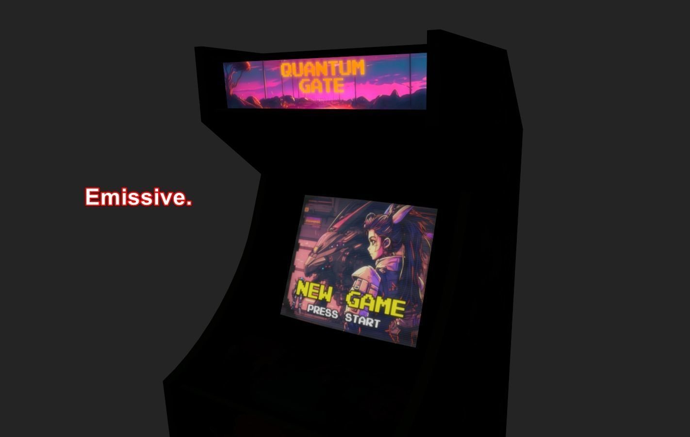 3D model Arcade Machine Cyberpunk robot and girl theme gaming game ...