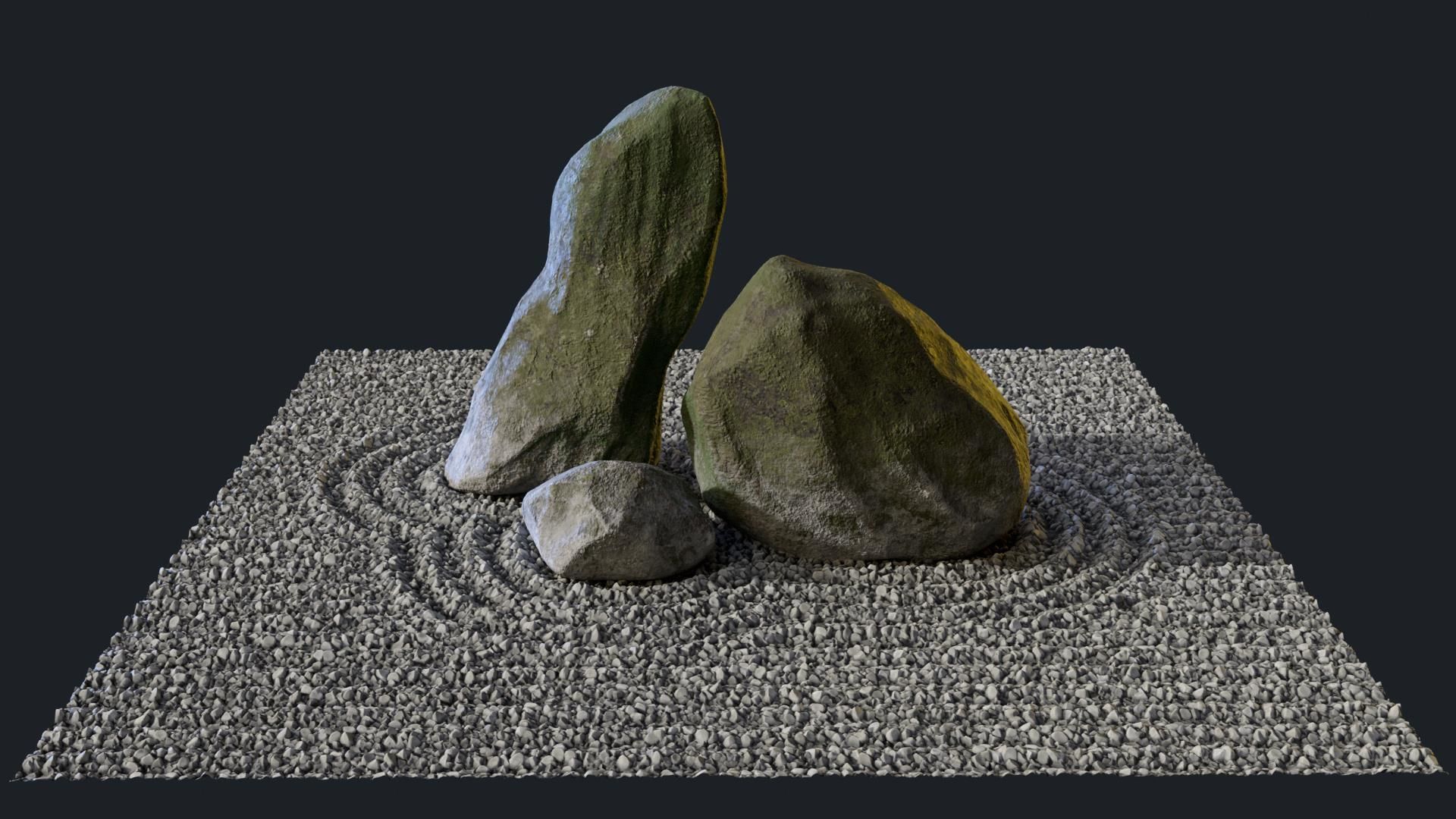 3D model Japanese Rock Zen Garden 01 - Low Poly - PBR VR / AR / low ...