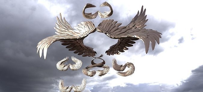 3D model Four Elements Angel Wind Wings Low poly VR / AR / low-poly ...