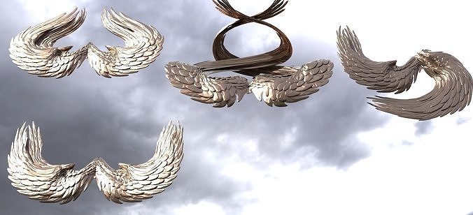 3D model Four Elements Angel Wind Wings Low poly 2 VR / AR / low-poly ...