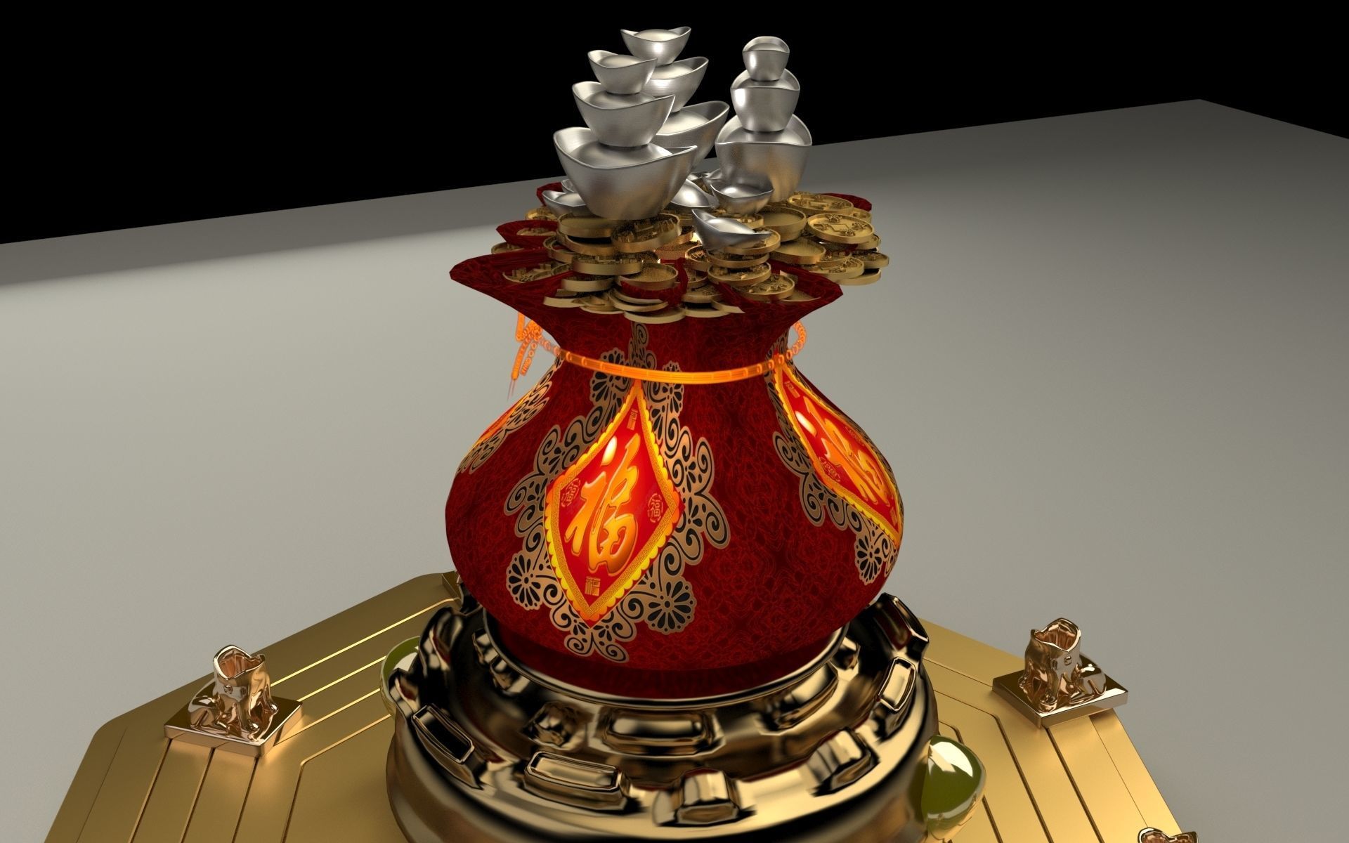 Chinese money bag 3D model | CGTrader