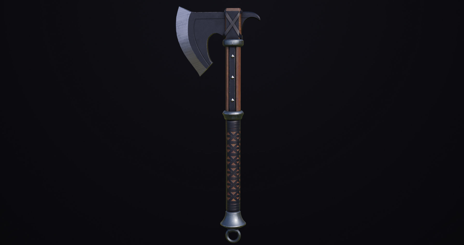 3D model Battle Axe 14 Blue Handle All PBR Unity UE Textures Included ...