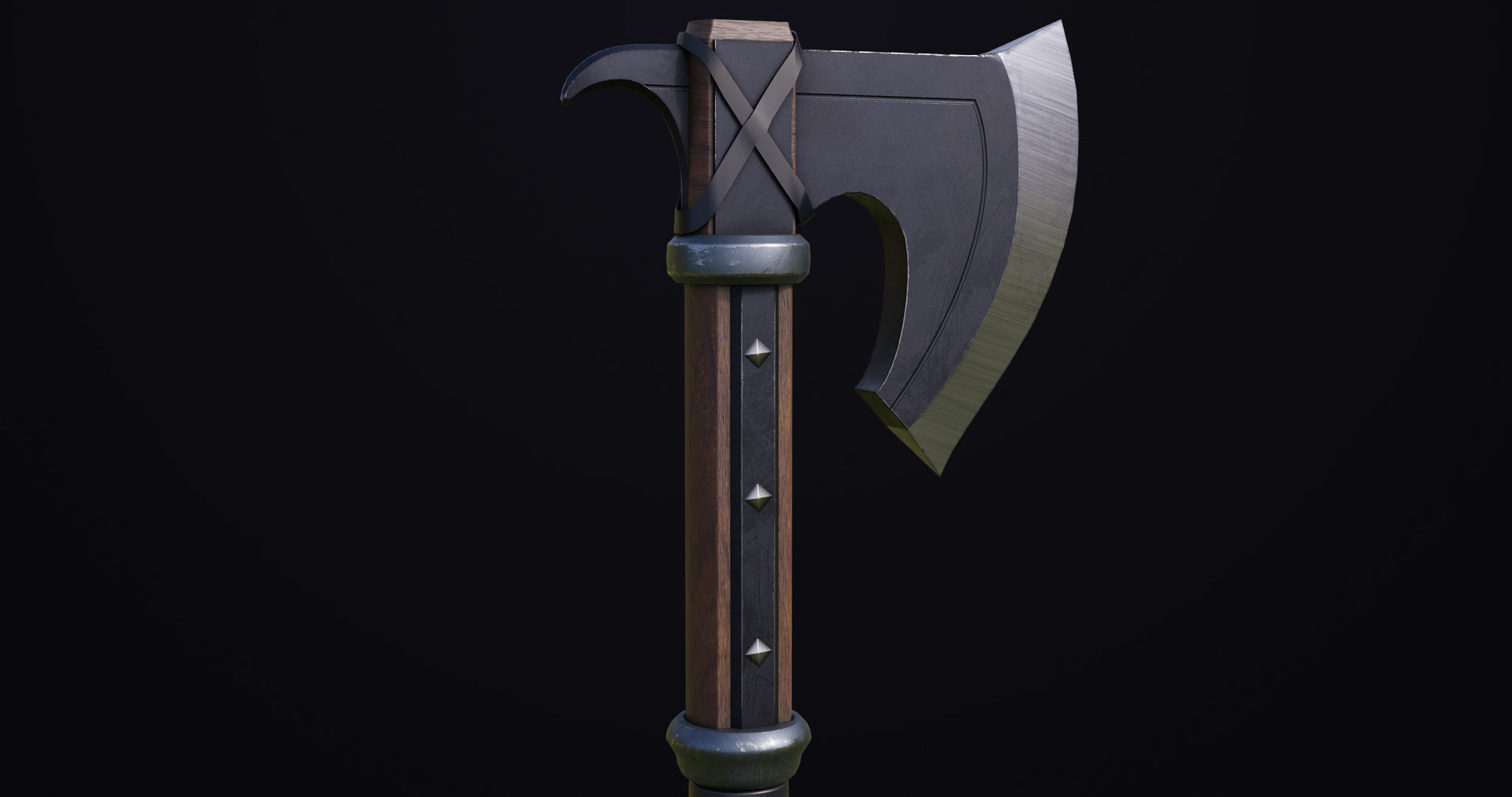 3D model Battle Axe 14 Blue Handle All PBR Unity UE Textures Included ...